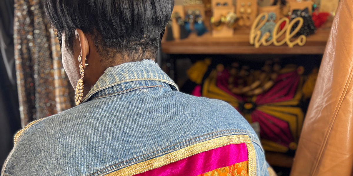 Custom Pink Orange Pattern Denim Jacket – Systa Slay Boutique